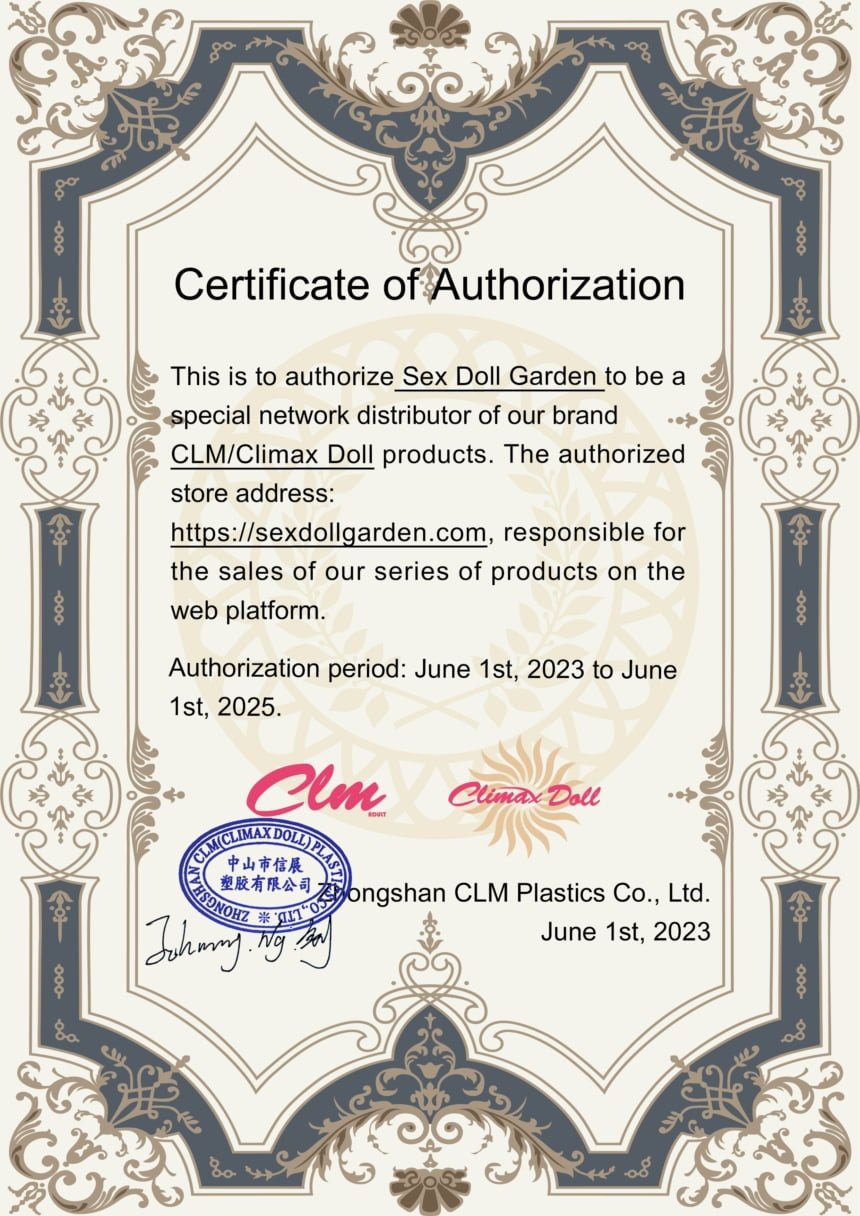 Verified Reseller Certificates - Sex Doll Garden