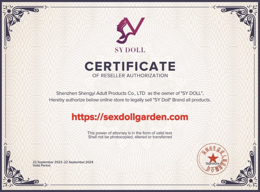 Verified Reseller Certificates - Sex Doll Garden